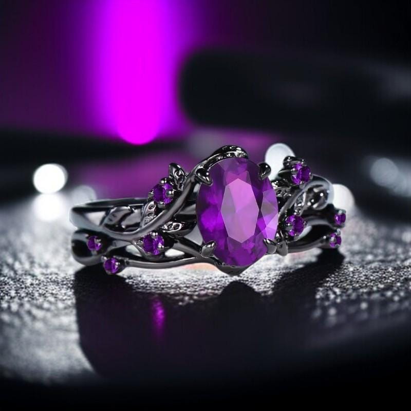 Purple & Black Rings - Etsy UK
