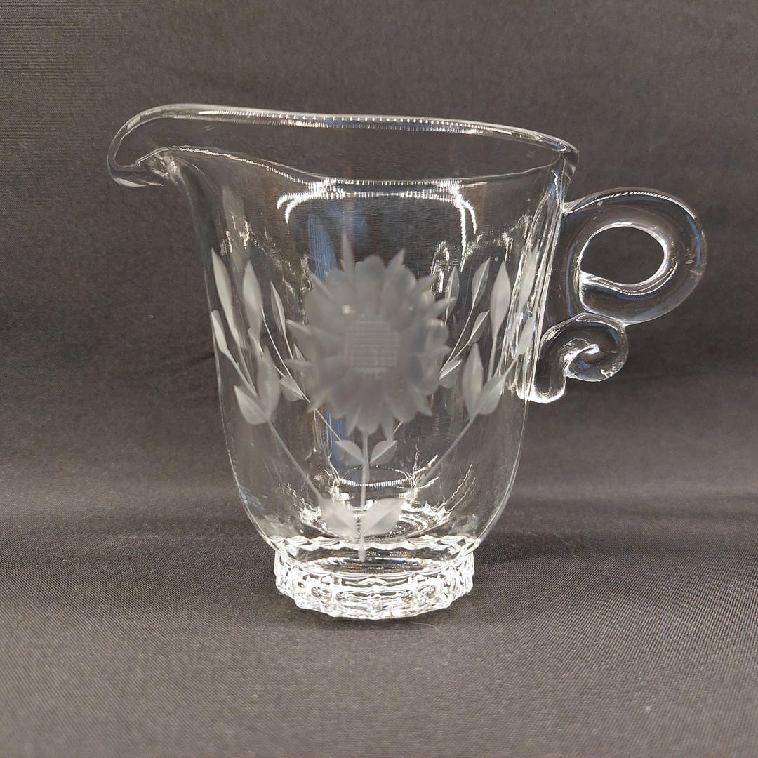 Vintage Heisey Creamer ~ Floral Design ~ Makers Mark - Etsy