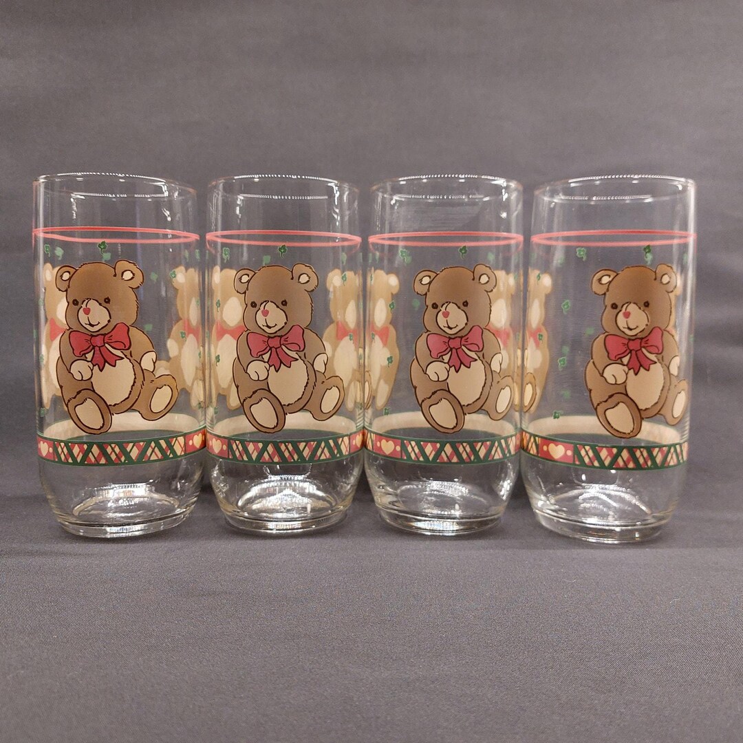 Libbey Vintage Theodore Bear Set of 4 Tumblers 16 Oz Glasses - Etsy
