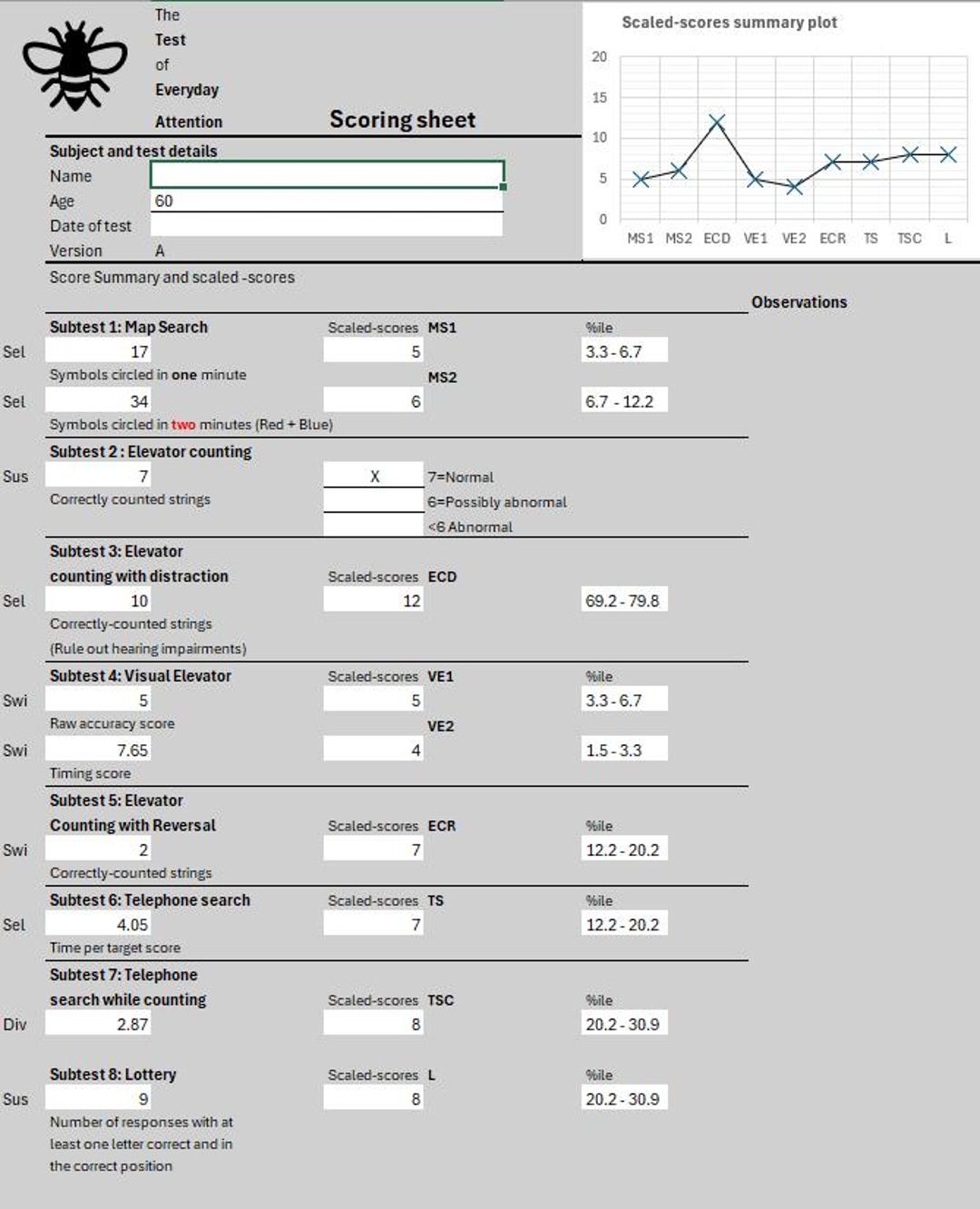 TEA Automatic Scoring Spreadsheet - Etsy