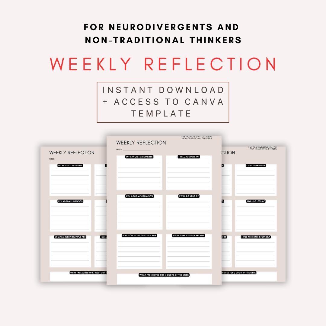 Weekly Reflection Journal | Printable PDF + Canva Template | Minimalist ...