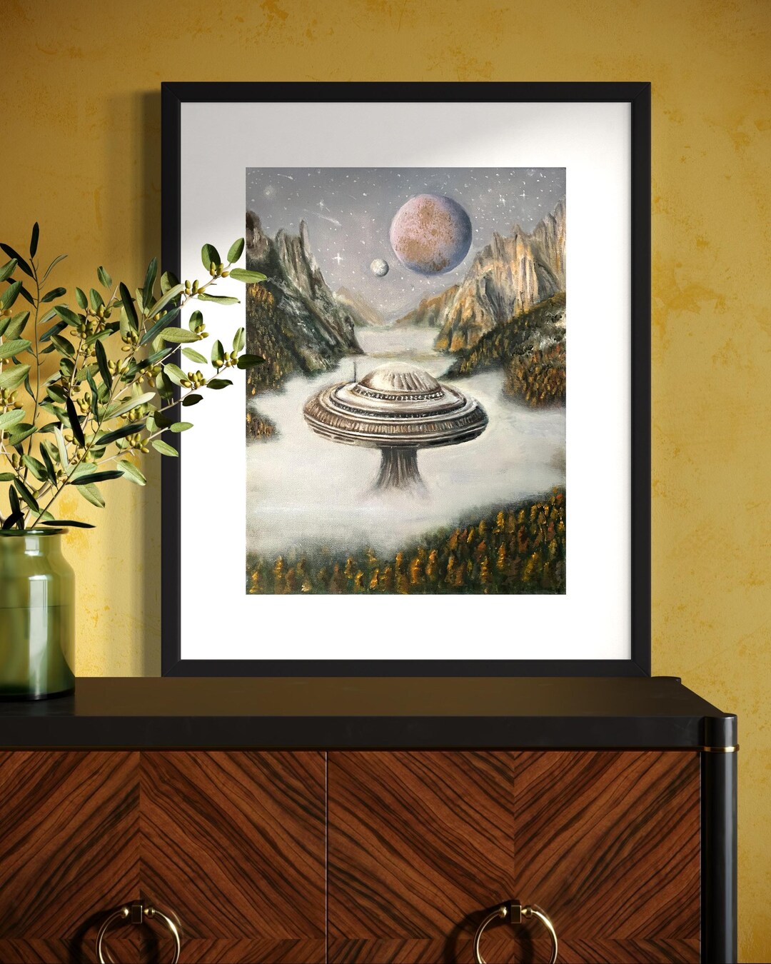 UFO Alien Art Print of an Original Oil Painting Inspired by Science ...