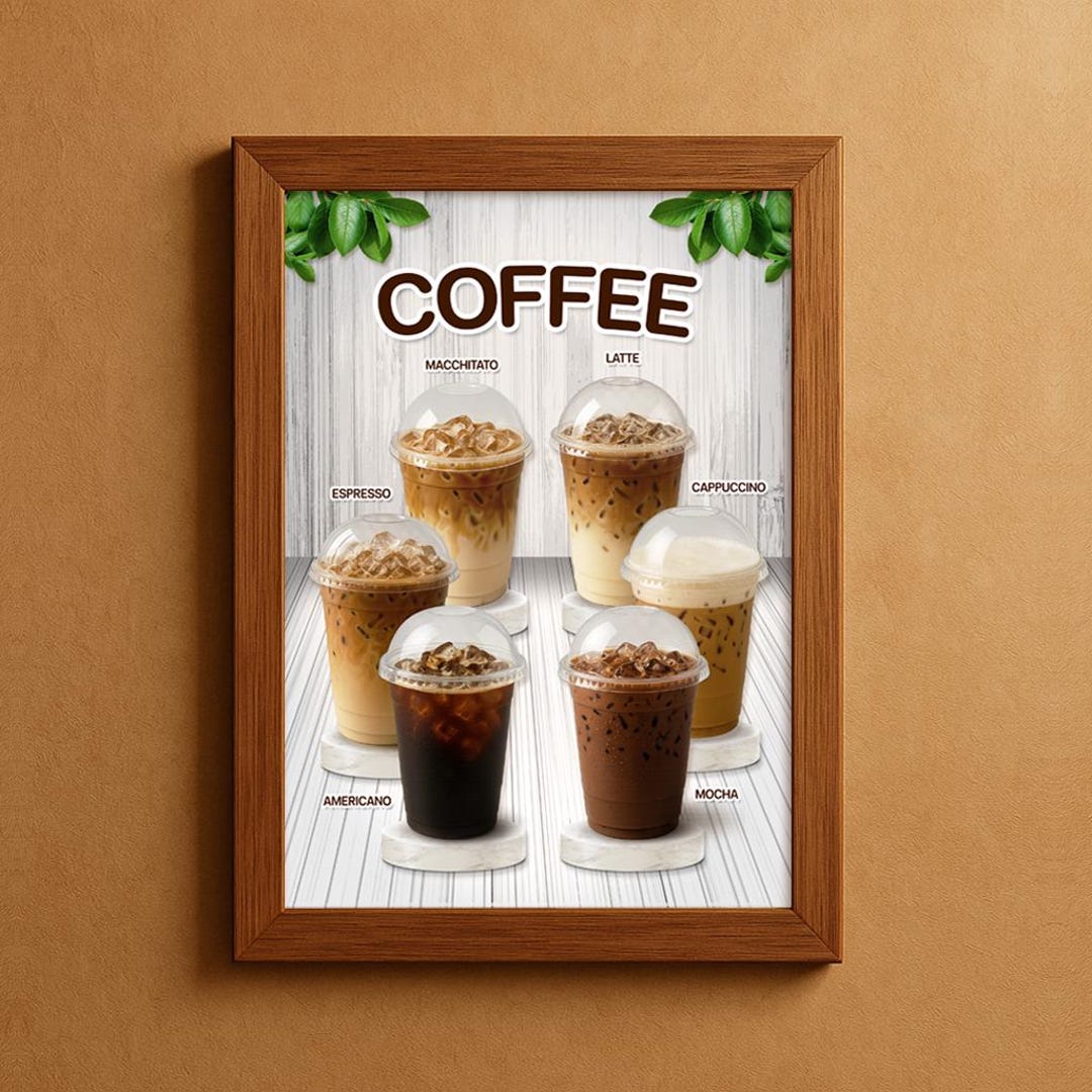 Coffee Shop Menu Printable | A4 Digital Wall Art | Cafe Kitchen Poster ...
