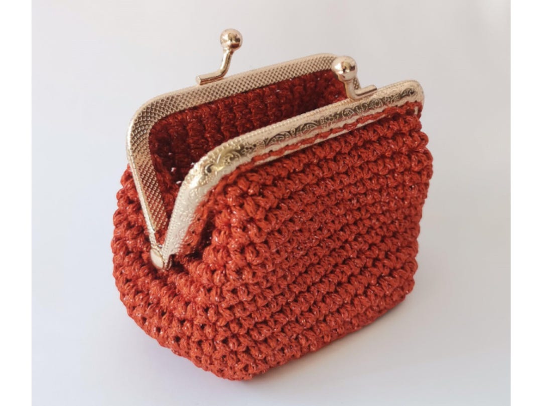 Vintage Glitter Macrame Coin Purse: Handmade Orange Wallet - Etsy