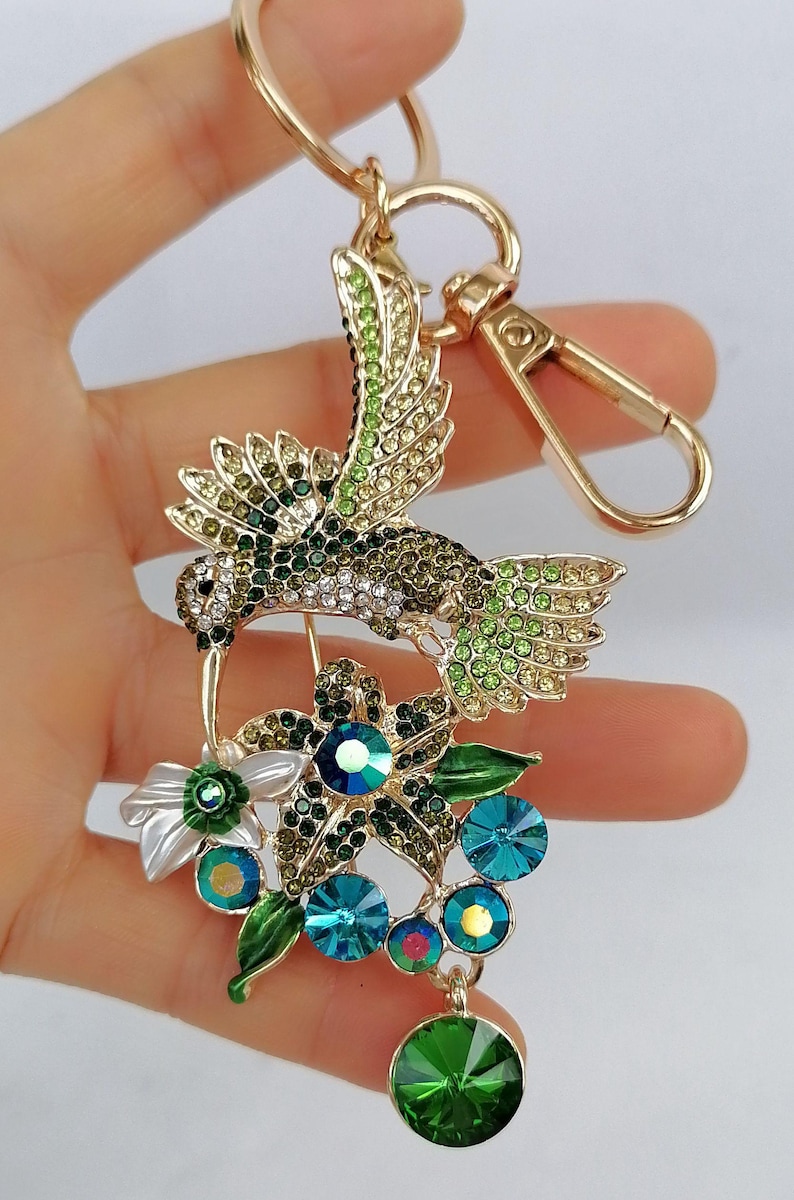 Art Style Purse Charm Animal Bird Hummingbird Keychain Keyring Pendant ...
