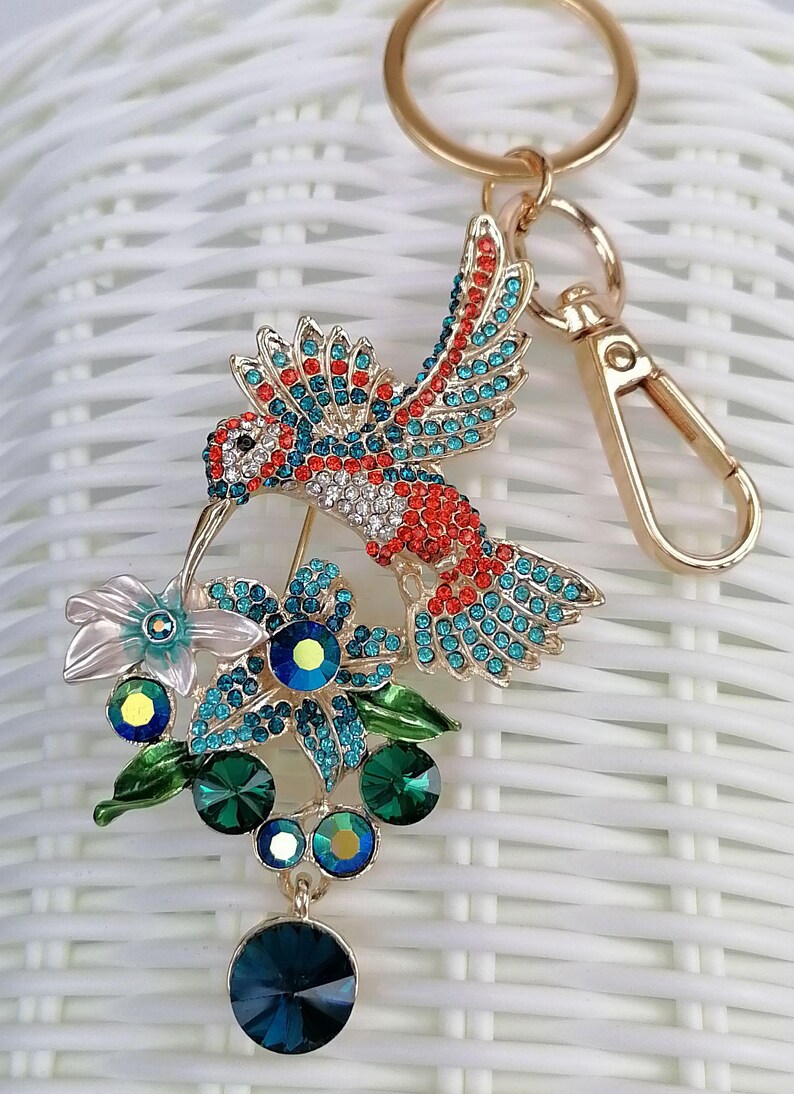 Art Style Purse Charm Animal Bird Hummingbird Keychain Keyring Pendant ...