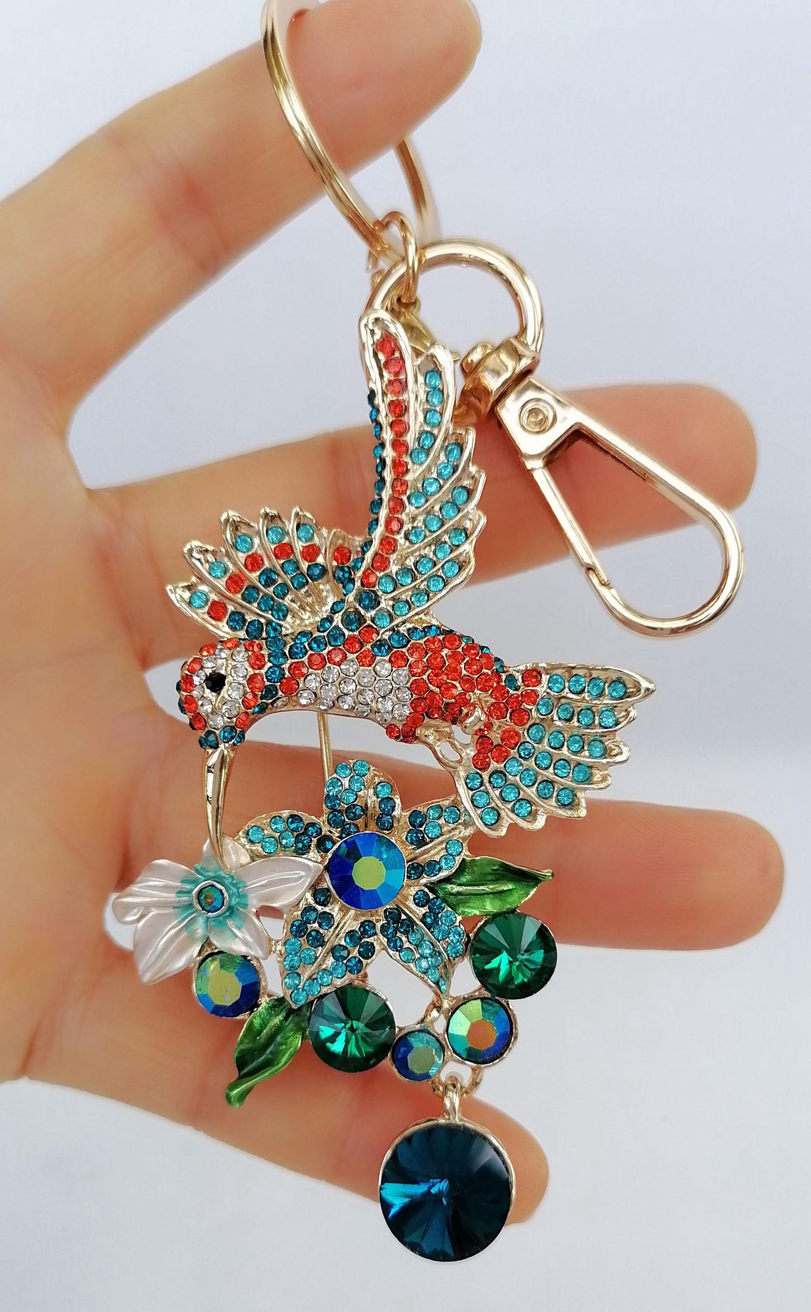 Art Style Purse Charm Animal Bird Hummingbird Keychain Keyring Pendant ...