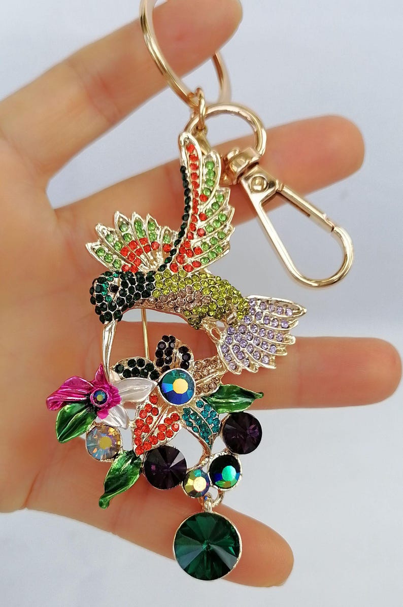 Art Style Purse Charm Animal Bird Hummingbird Keychain Keyring Pendant ...