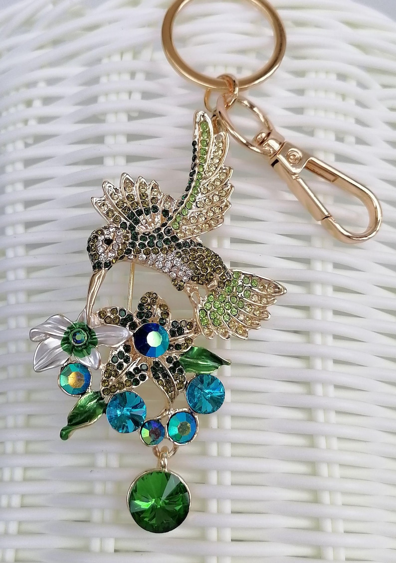 Art Style Purse Charm Animal Bird Hummingbird Keychain Keyring Pendant ...