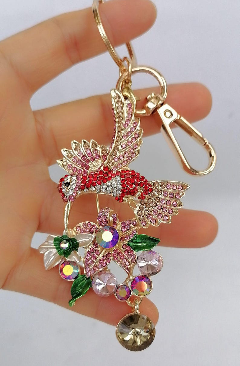 Art Style Purse Charm Animal Bird Hummingbird Keychain Keyring Pendant ...