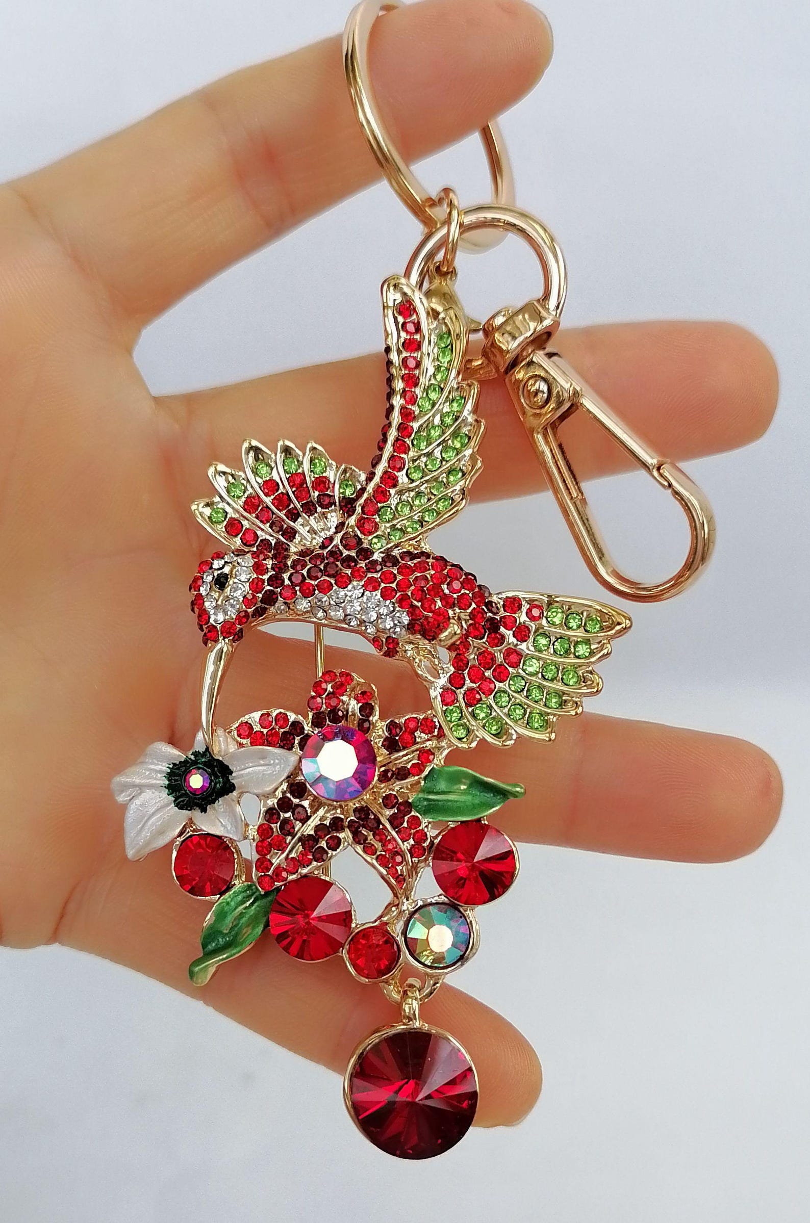 Art Style Purse Charm Animal Bird Hummingbird Keychain Keyring Pendant ...