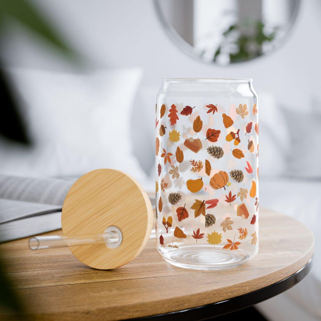 Sipper Glass, 16oz - Cute Fall Trendy Cup, Autumn Drinkware, Seasonal ...