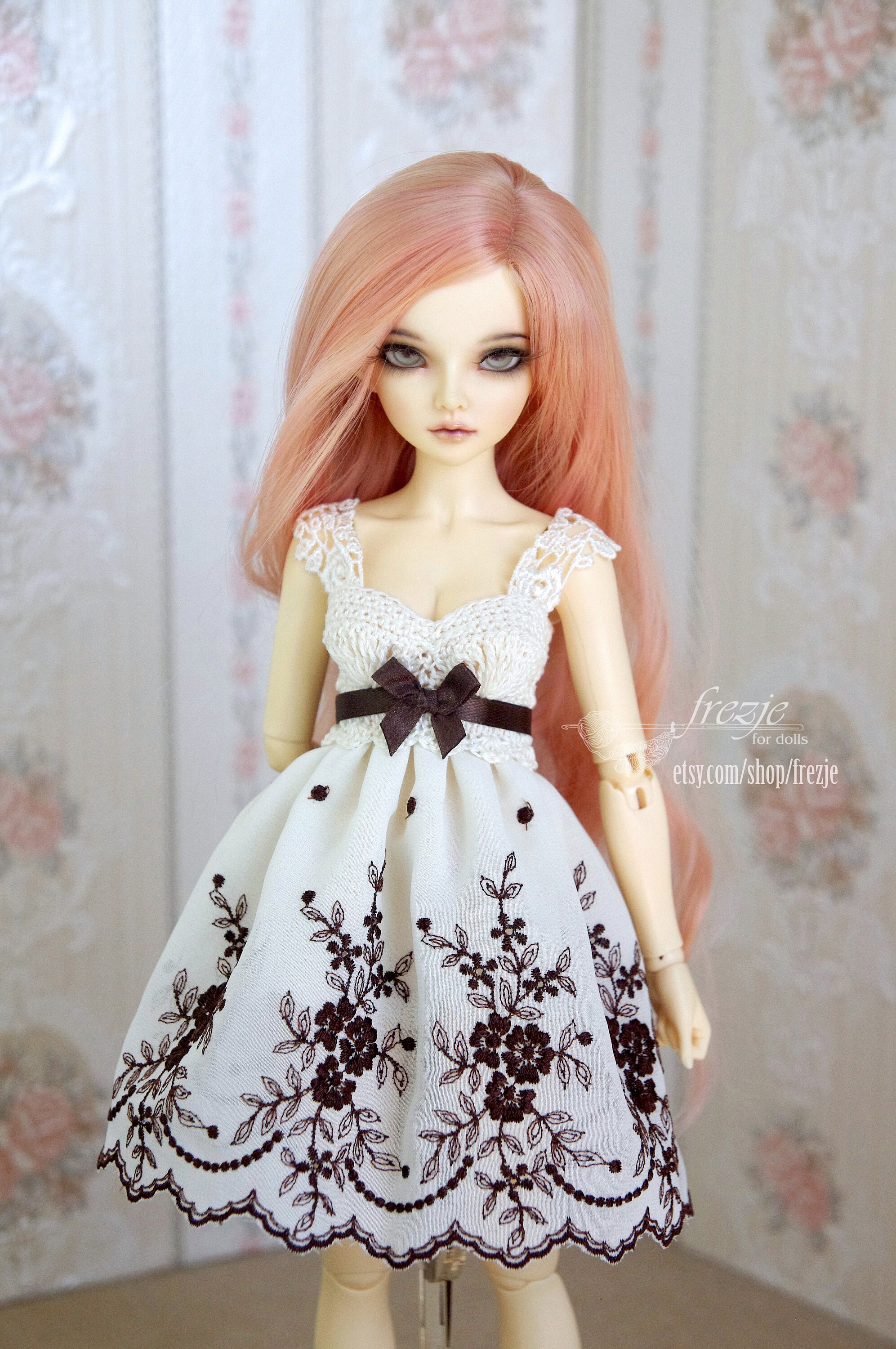 Cream & Brown Dress for Bjd MSD and Tonner Dolls - Etsy UK