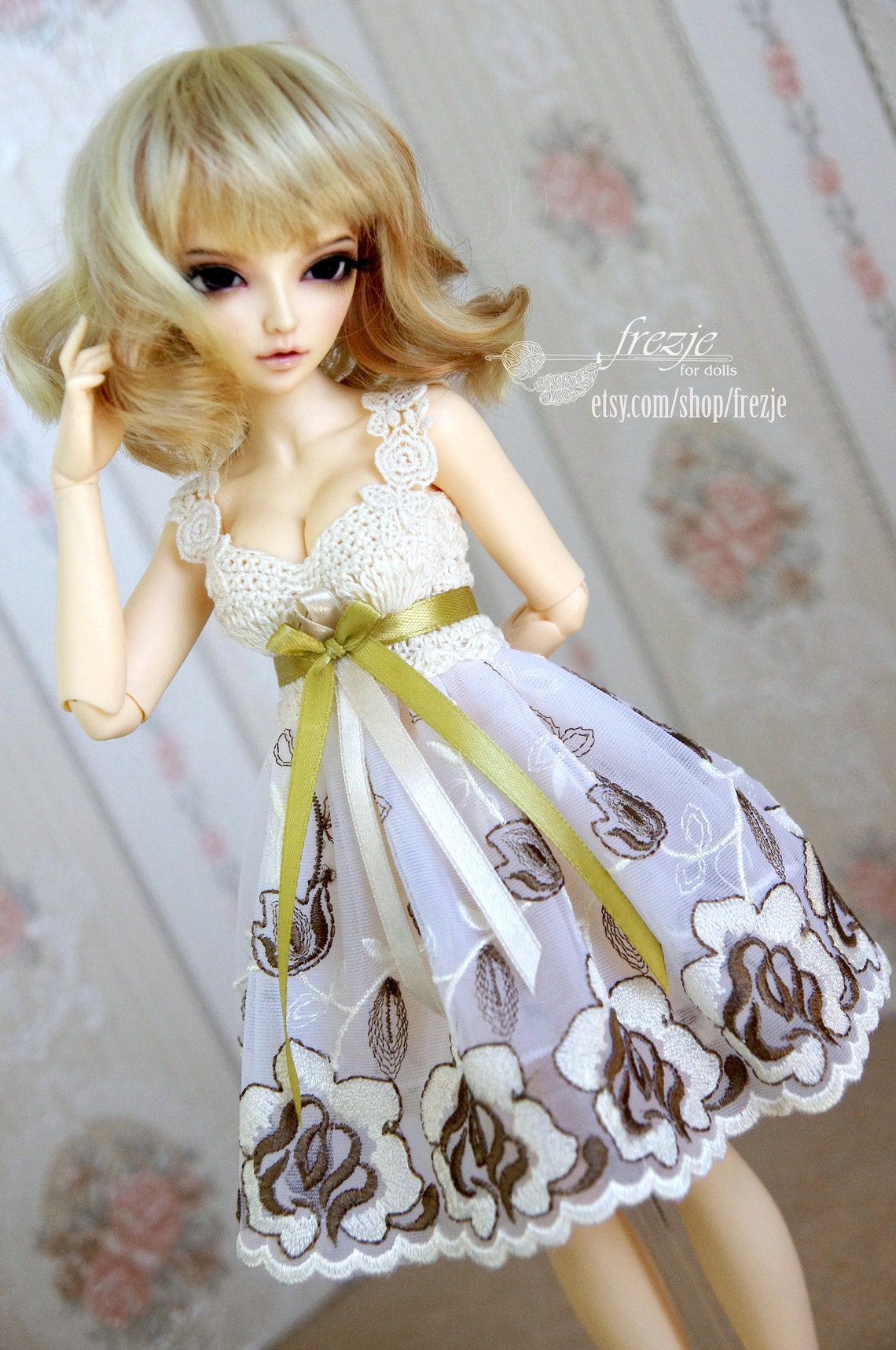 Cream & Olive Dress for Bjd MSD and Tonner Dolls - Etsy