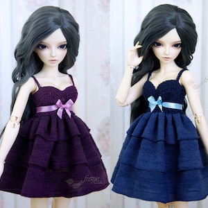 Navy Blue or Aubergine Ruffle Dress for Bjd MSD and Tonner Dolls - Etsy