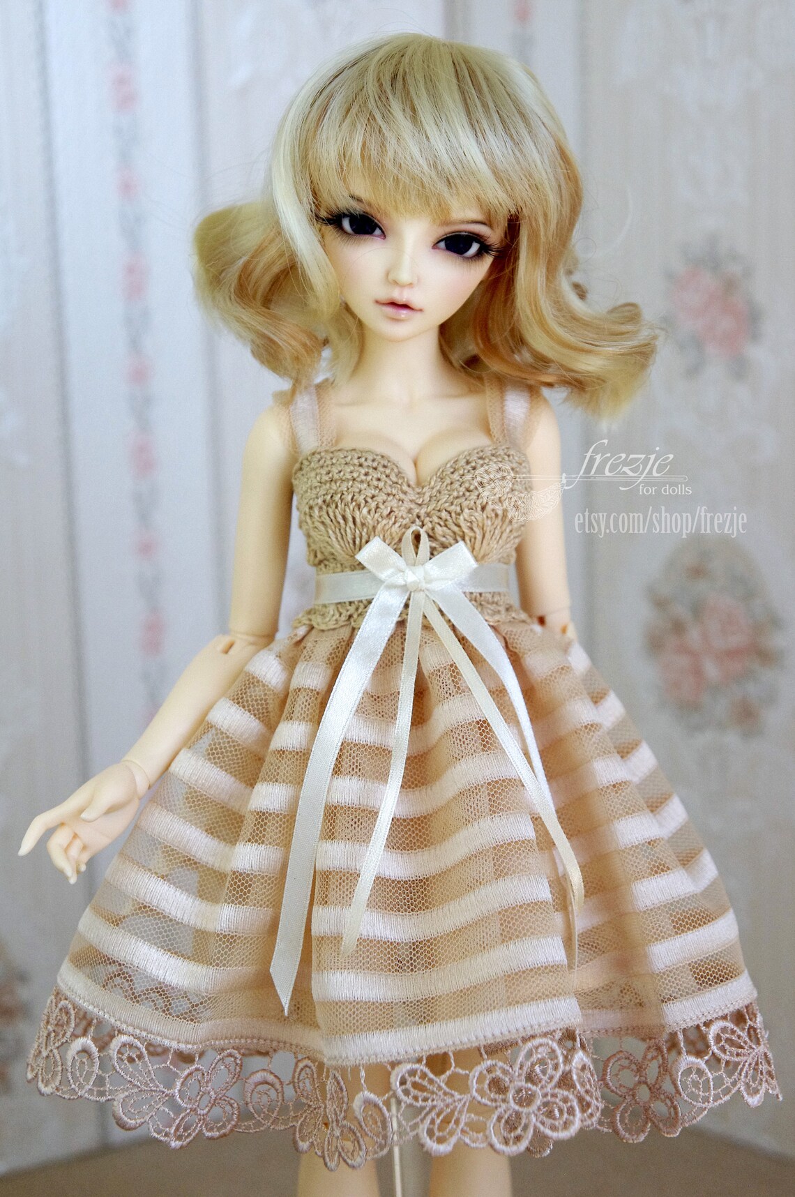 Warm Beige Dress for Bjd MSD and Tonner Dolls | Etsy