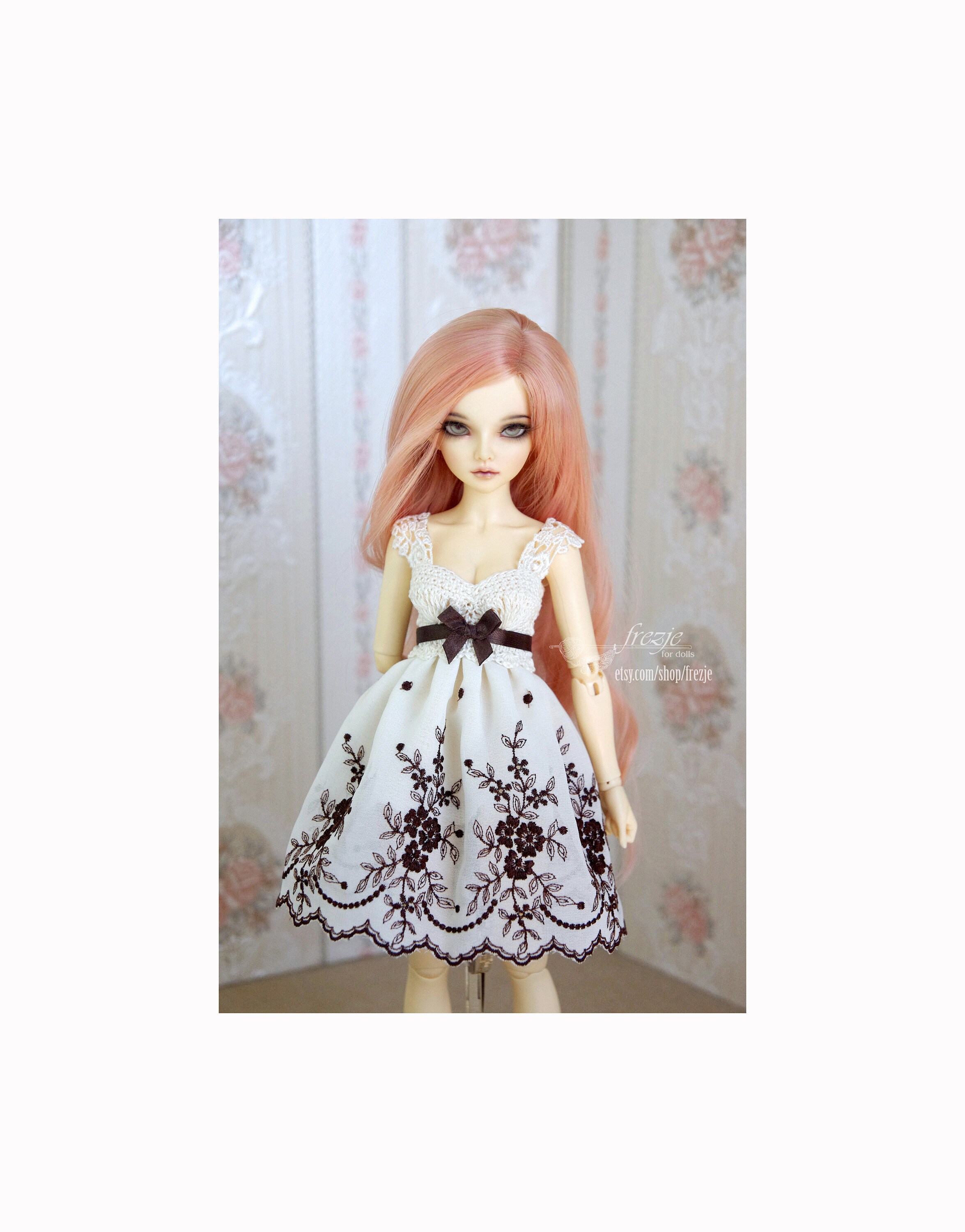 Cream & brown dress for bjd MSD and Tonner dolls | Etsy