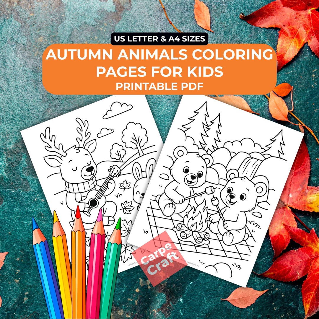 Autumn Animals Coloring Pages for Kids | Woodland Animals (printable ...