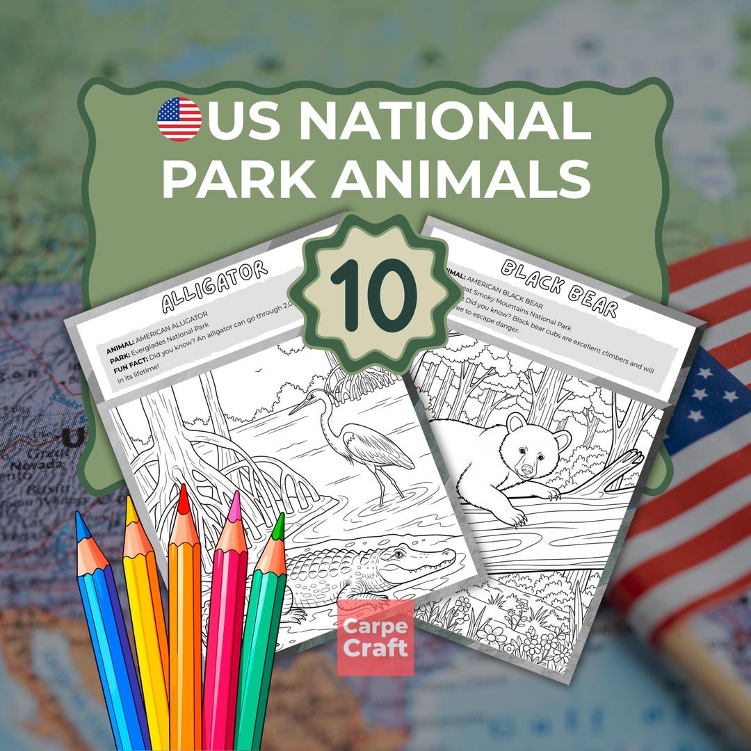 US National Park Animals Coloring Pages | America Wildlife, Homeschool ...