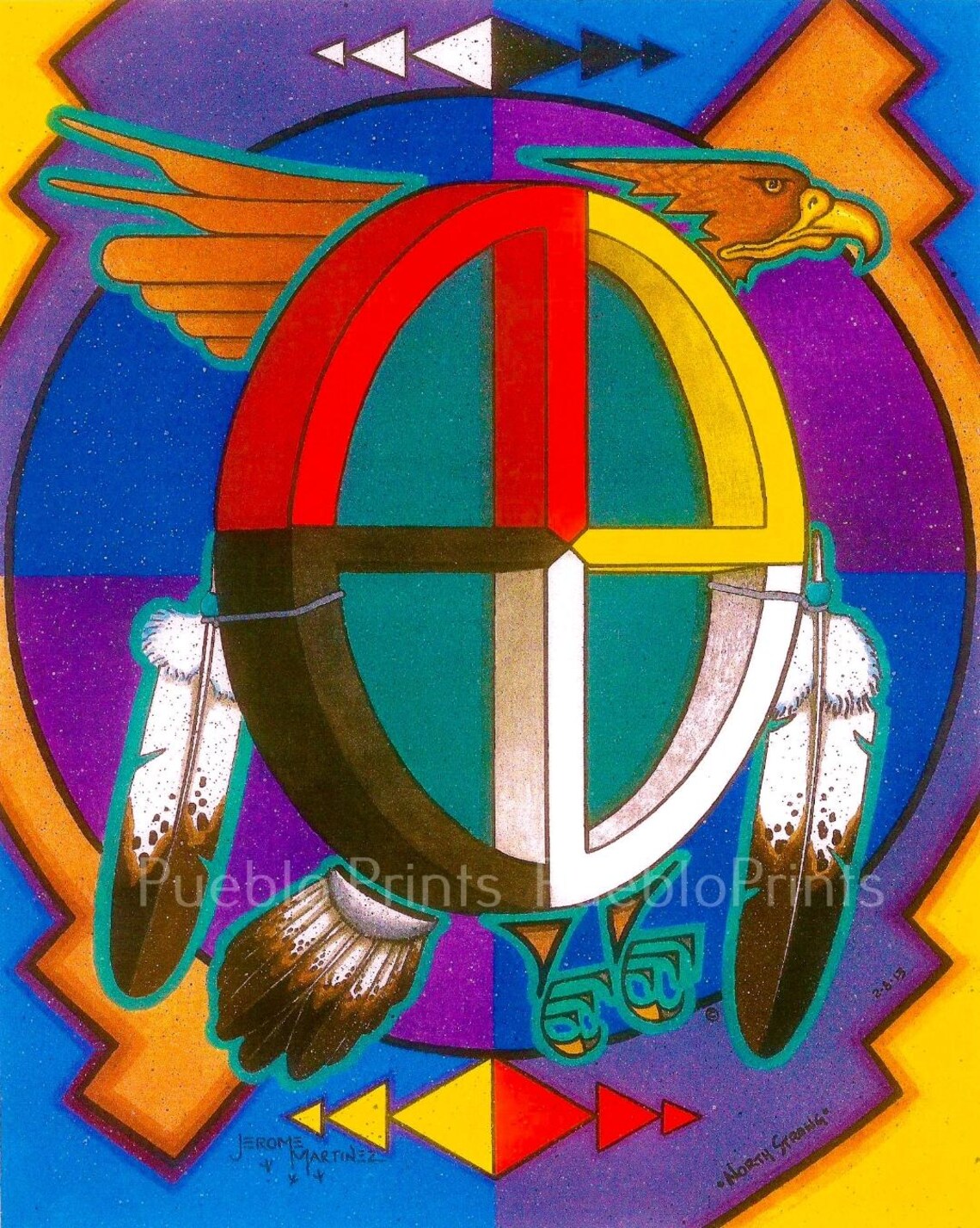 Native Medicine Wheel, Eagle and Feathers, Four Directions Symbol ...