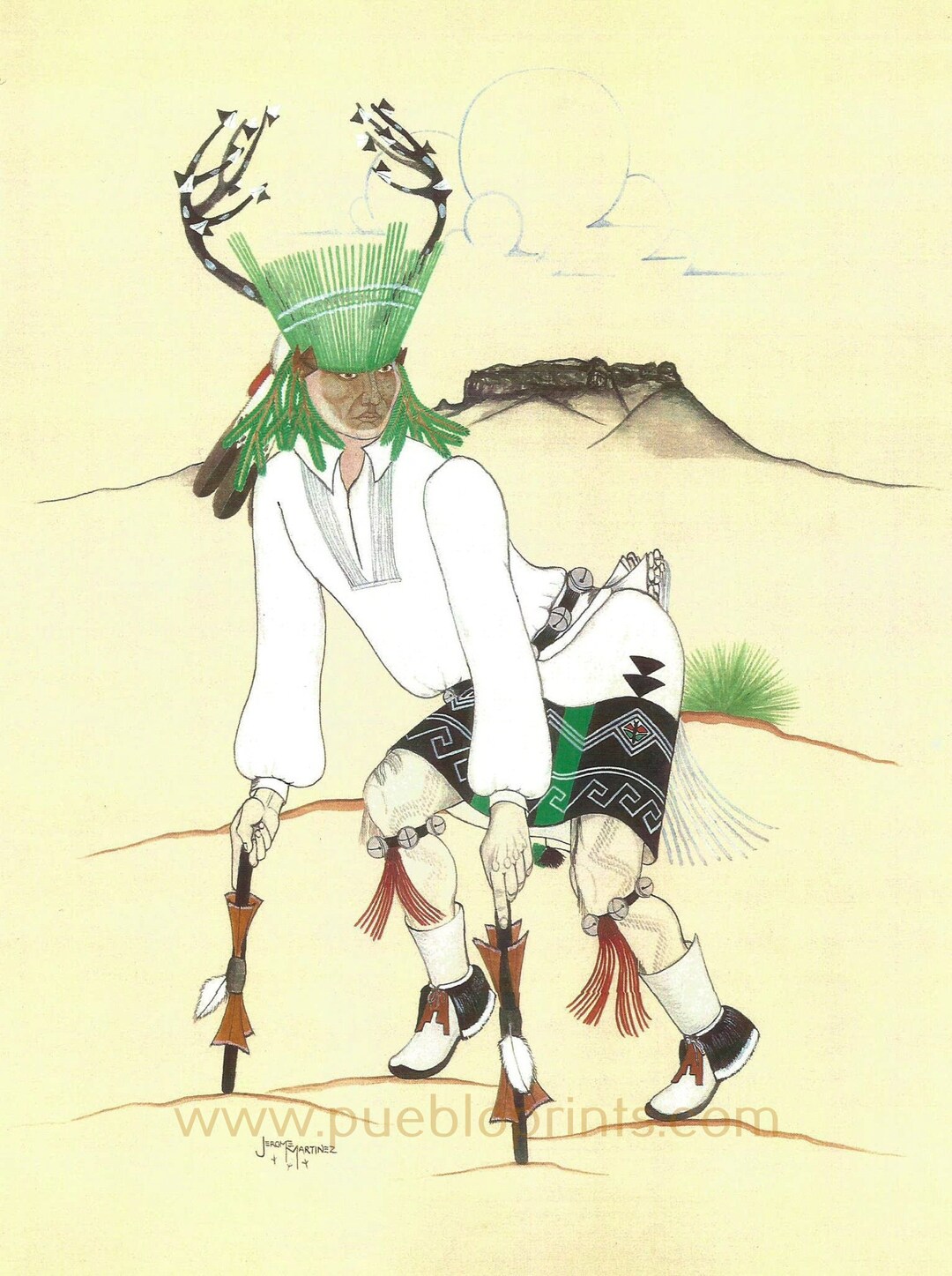 Deer Dancer Art Print: San Ildefonso Pueblo Native American Canvas ...