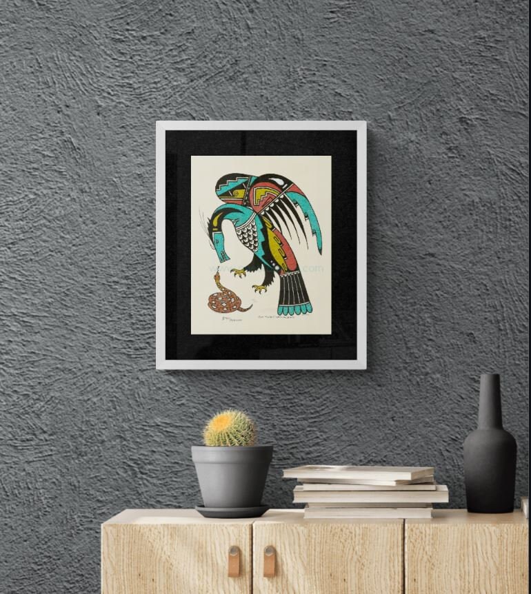 Indigenous Bird Design, Southwest Style Art, San Ildefonso Pueblo, Old ...