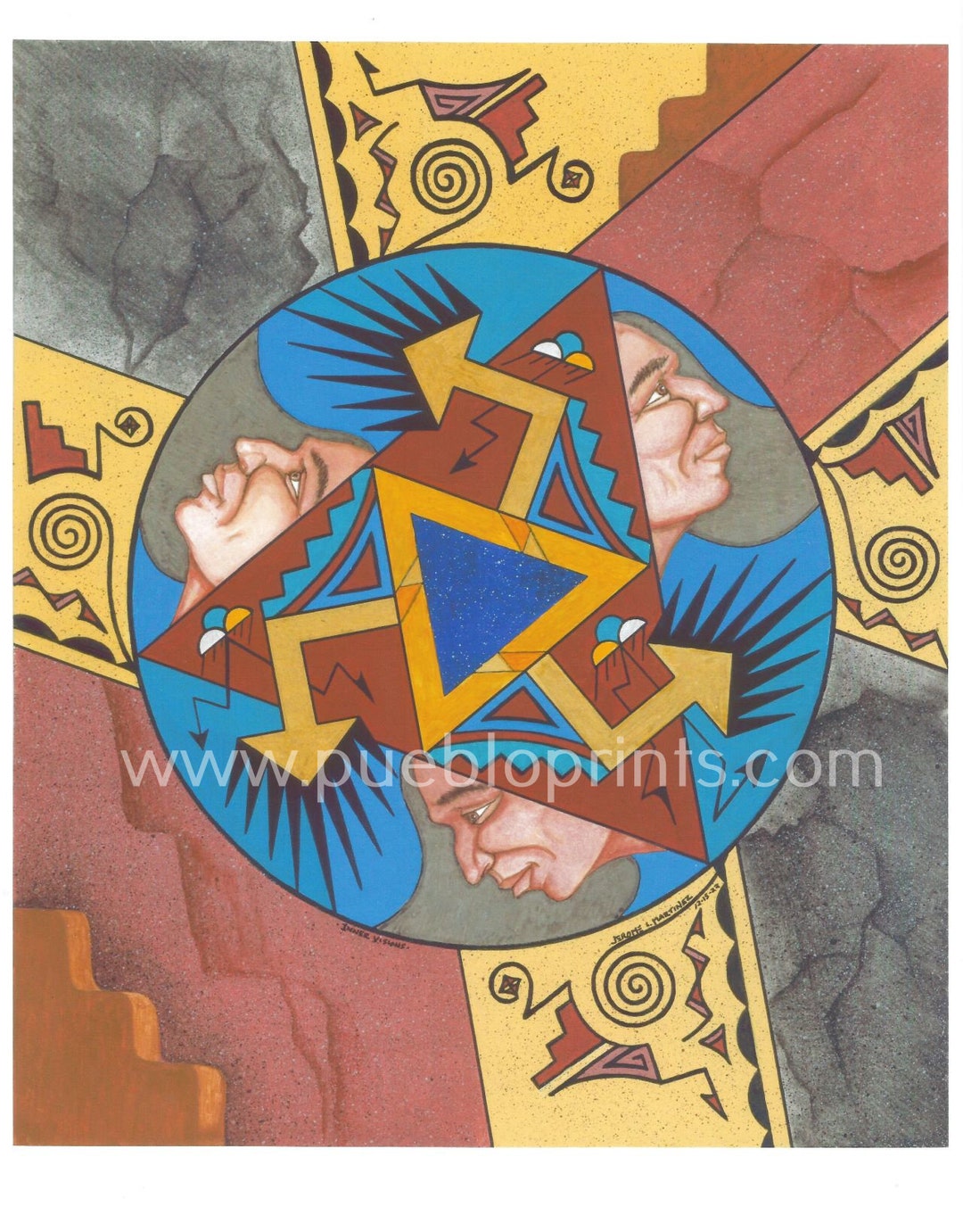 Native American Pueblo Art Print, Indigenous Introspection and ...