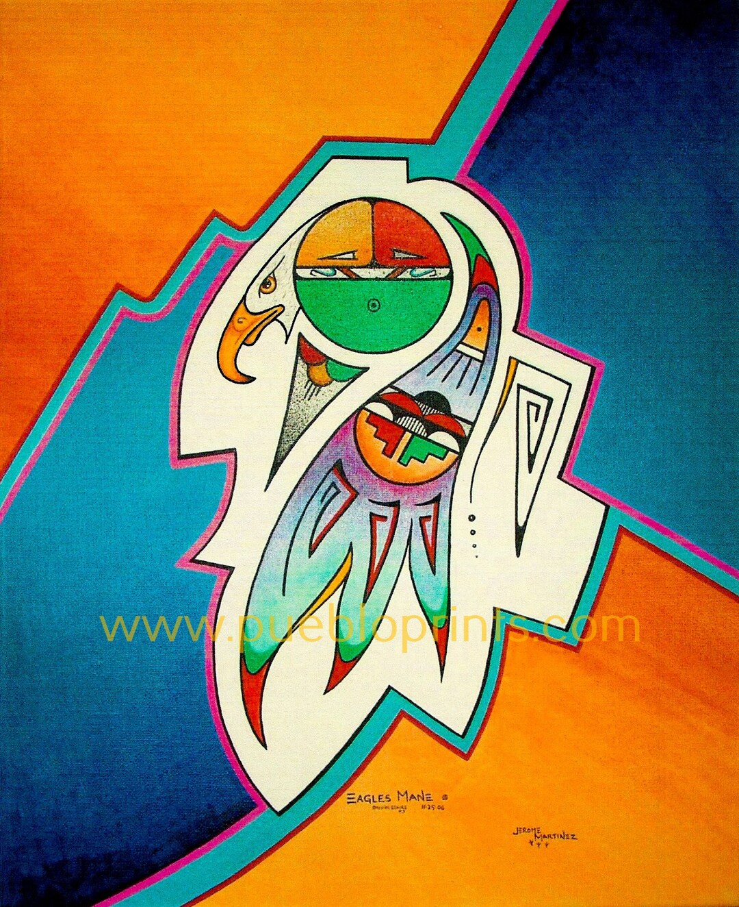 Eagle's Mane Print: Native American Art by Jerome L. Martinez - Etsy