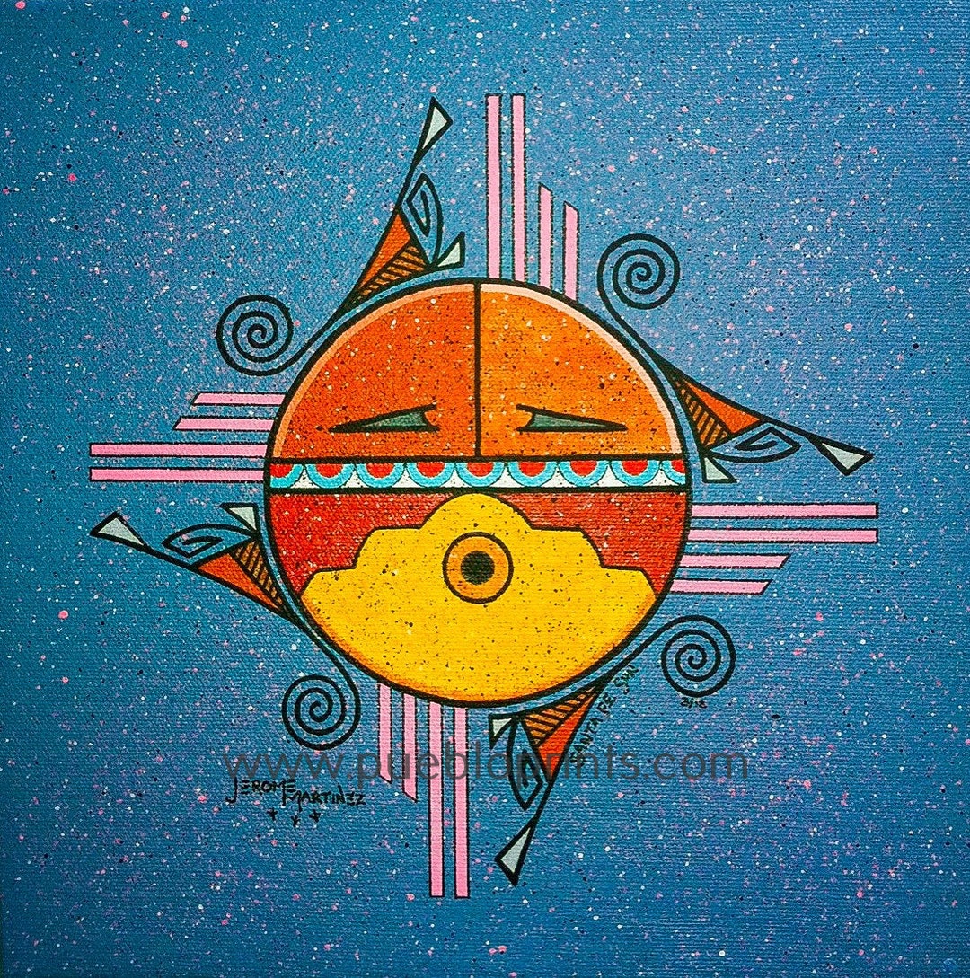 Zia Sun Symbol, Native Art Print, Santa Fe Style Art, Pueblo Style Wall ...