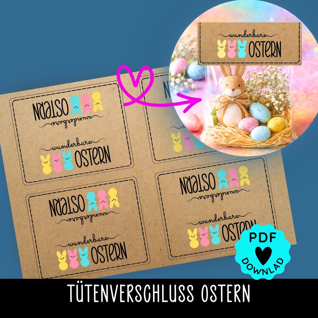 Printable Bag Closure Template "wonderful Easter" | Happy Easter Treat ...