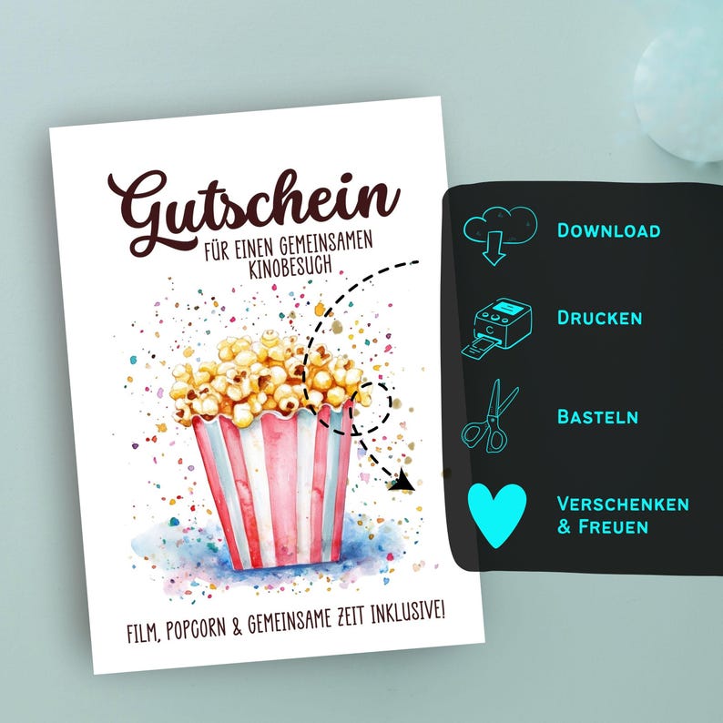 Printable Movie Voucher as a Last-minute Gift | Movie Visit & Birthday ...