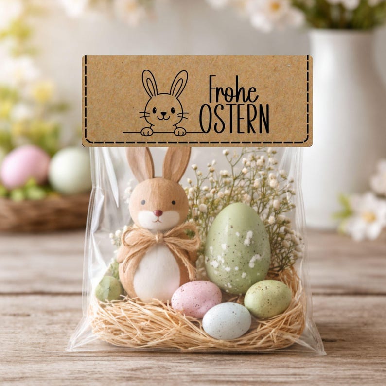 Printable Bag Closure Template "happy Easter" | Easter Bunny Gift Idea ...