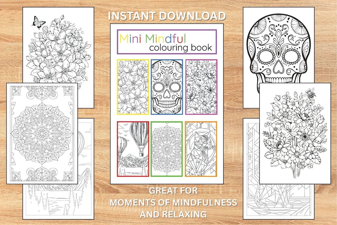 Mini Mindful Colouring Book | Printable Stress Relief Colouring Pages ...