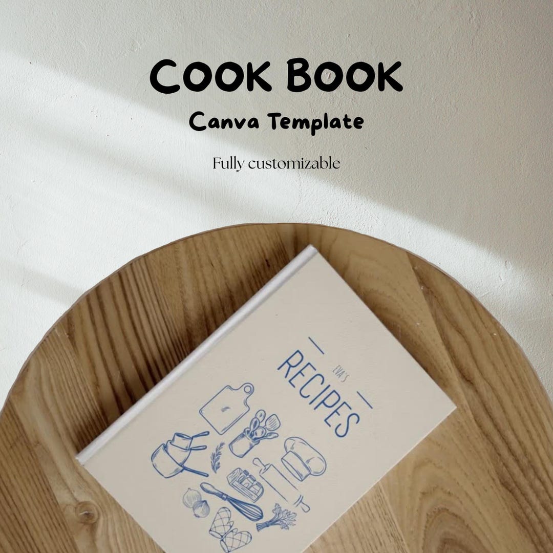 Simplistic Cook Book Template Canva - Etsy