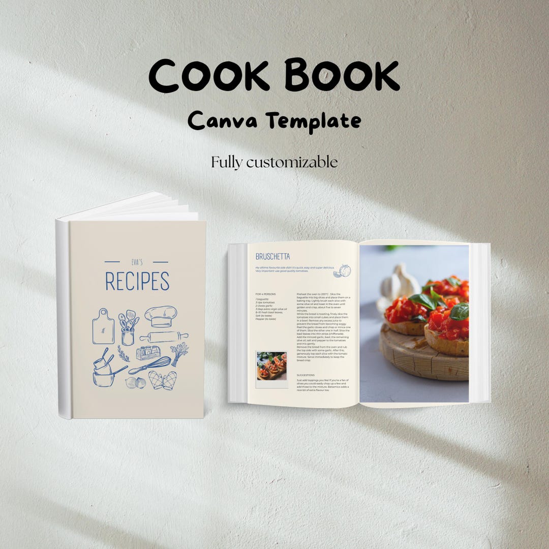 Blue Cook Book Canva Template; Design Your Own Recipe Album - Etsy