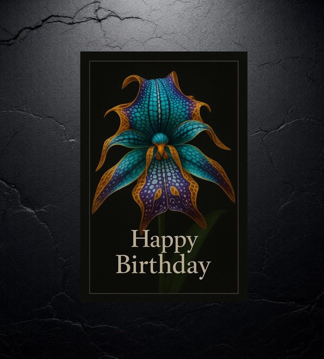 Birthday Card Printable, Exotic Turquoise Orchid Greeting, 5x7 Digital ...