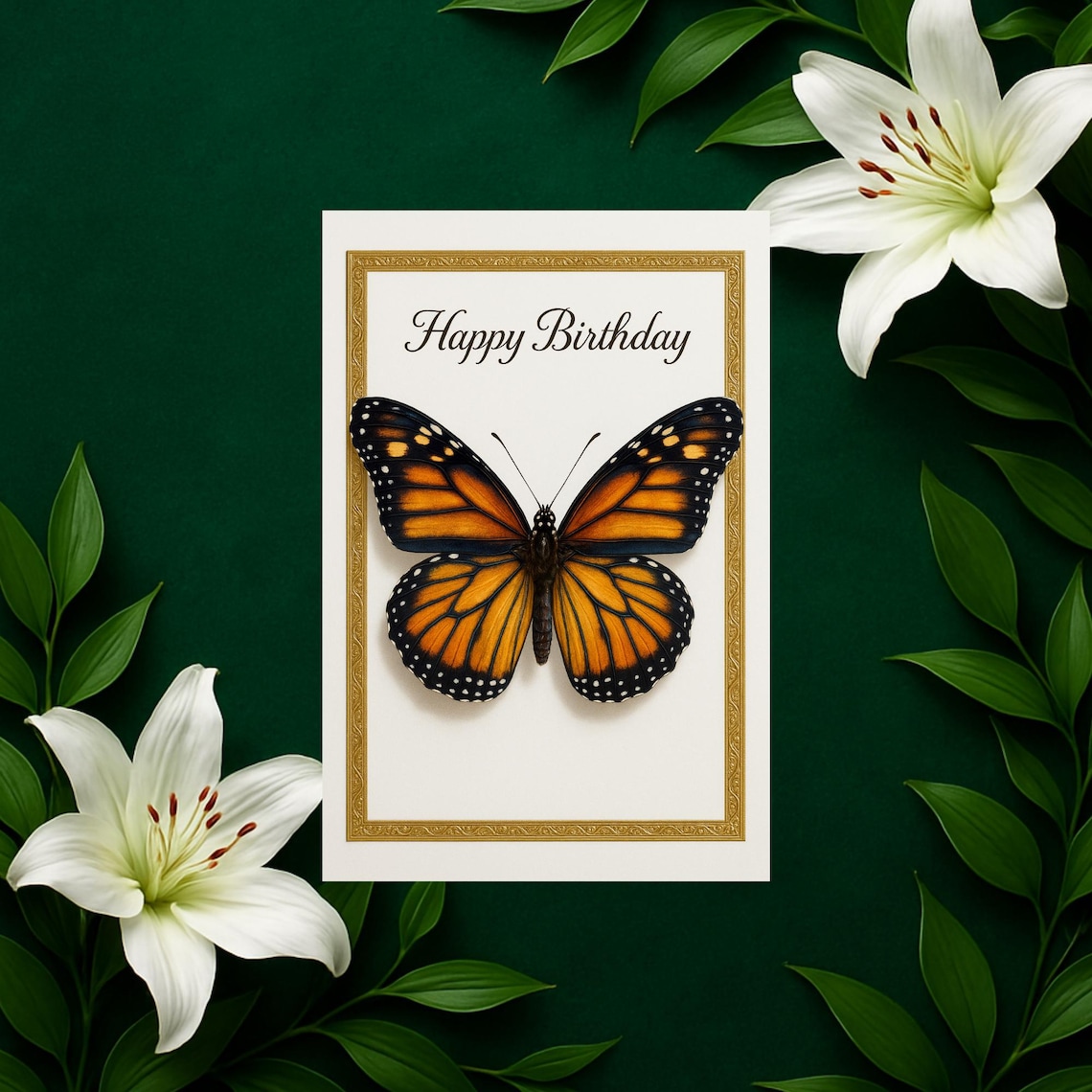 Printable Monarch Butterfly Birthday Card 5x7 Digital Download - Etsy