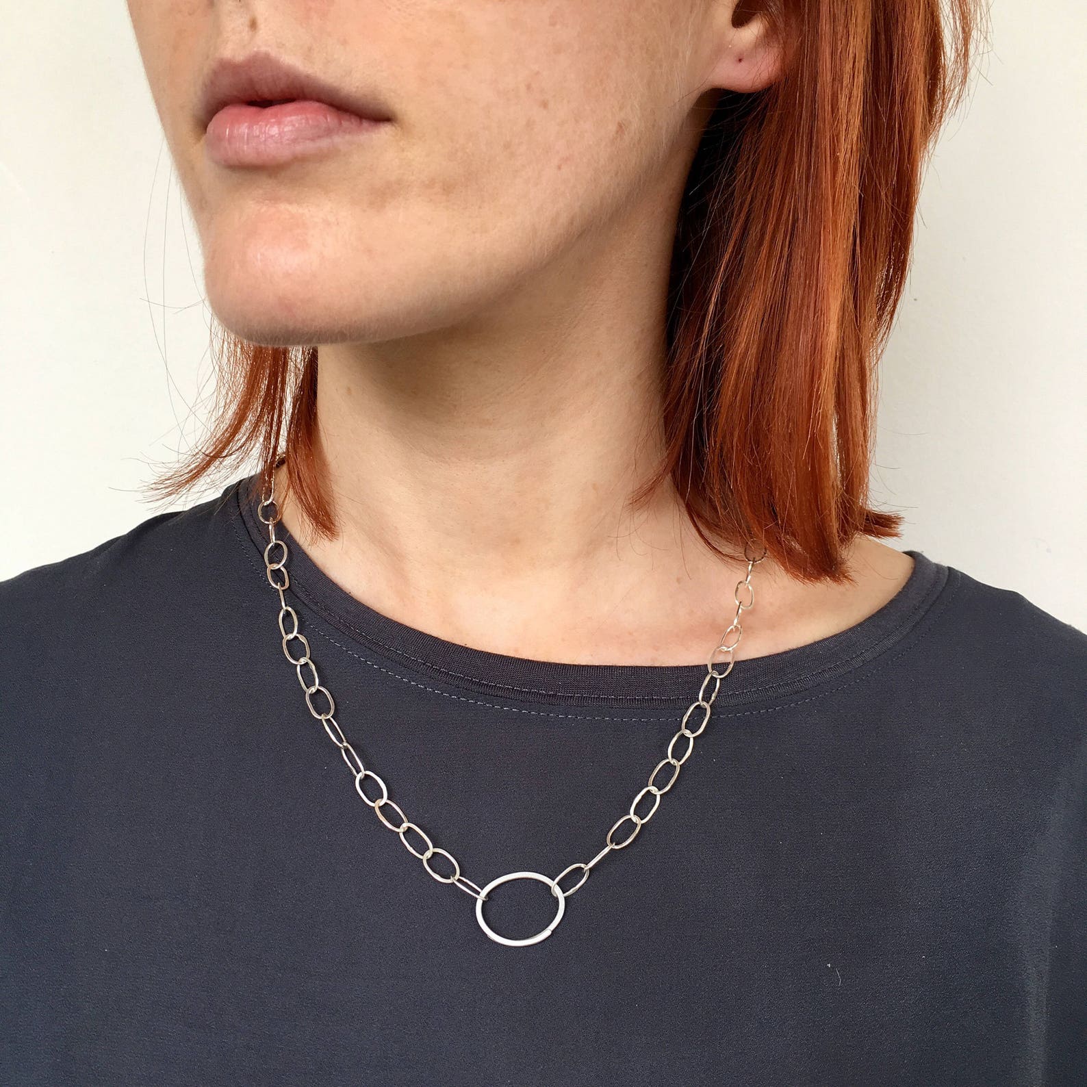 Handmade Hammered Silver Odd Fellows Chain With Easy Olga Clasp ...