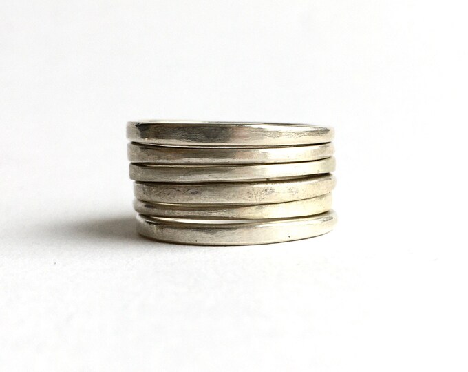 Stacking Hammered Wide and Thin Rings Hand Forged Hammered Stacking ...