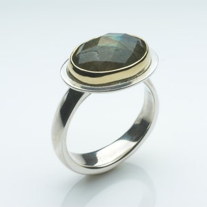 Faceted Labradorite Stone Ring Set in 18kt Bezel on a Sterling Silver ...