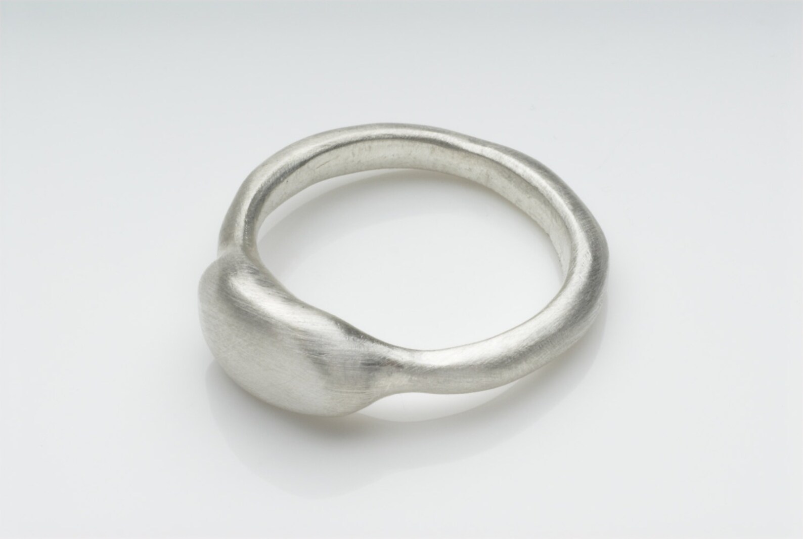 Cast Sterling Silver Ring - Petra Ring - Silver Pebble Ring - Curved ...