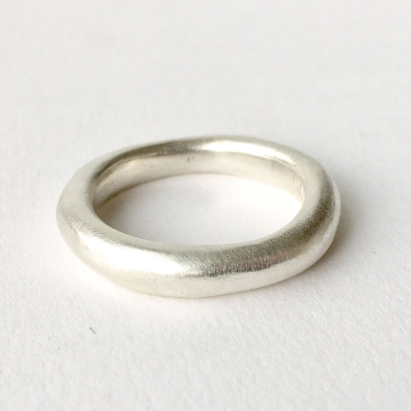 Chunky Silver Wedding Band Heavy Silver Wedding Ring Organic Shape ...