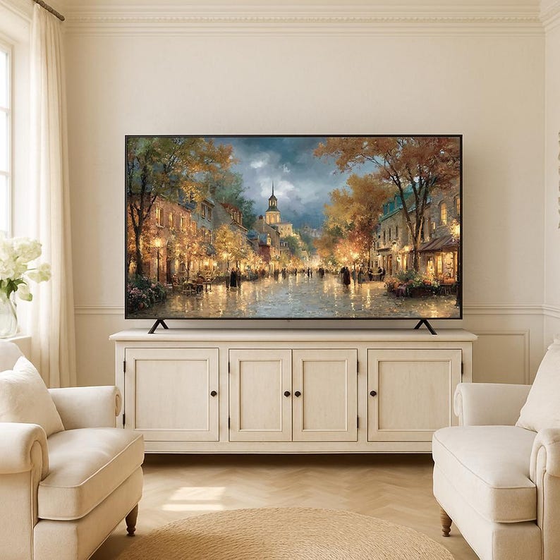 Samsung Frame Tv Art Download Autumn Village Street Scene Fall Digital ...