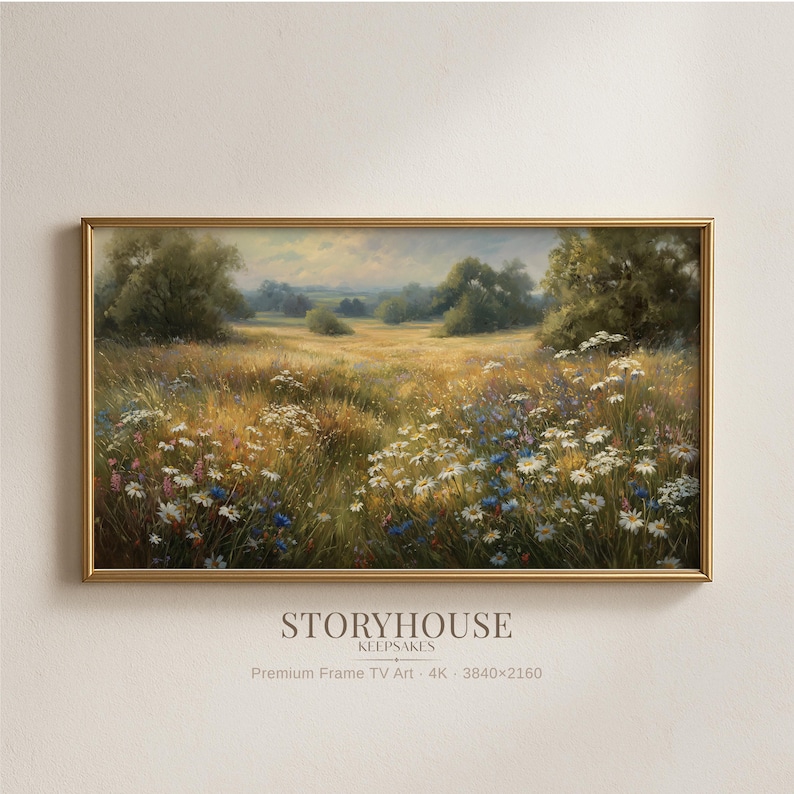Summer Wildflower Meadow Art Frame Tv Artwork Digital Download Oil ...