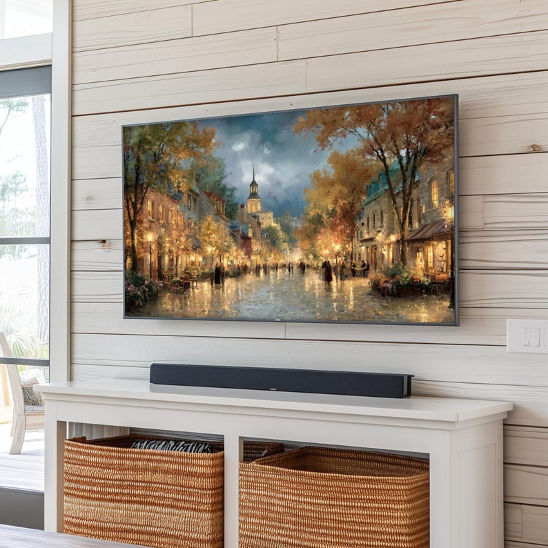 Samsung Frame Tv Art Download Autumn Village Street Scene Fall Digital ...