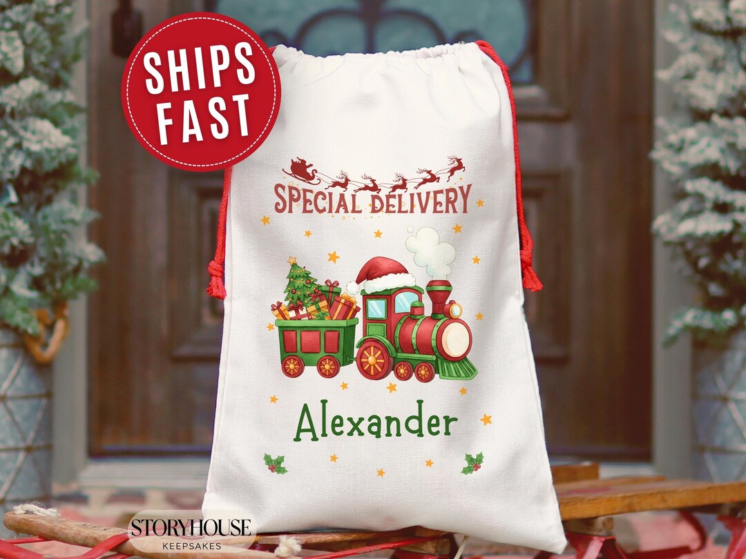 Christmas Train Santa Bag, Custom Christmas Train Christmas Santa Bag ...