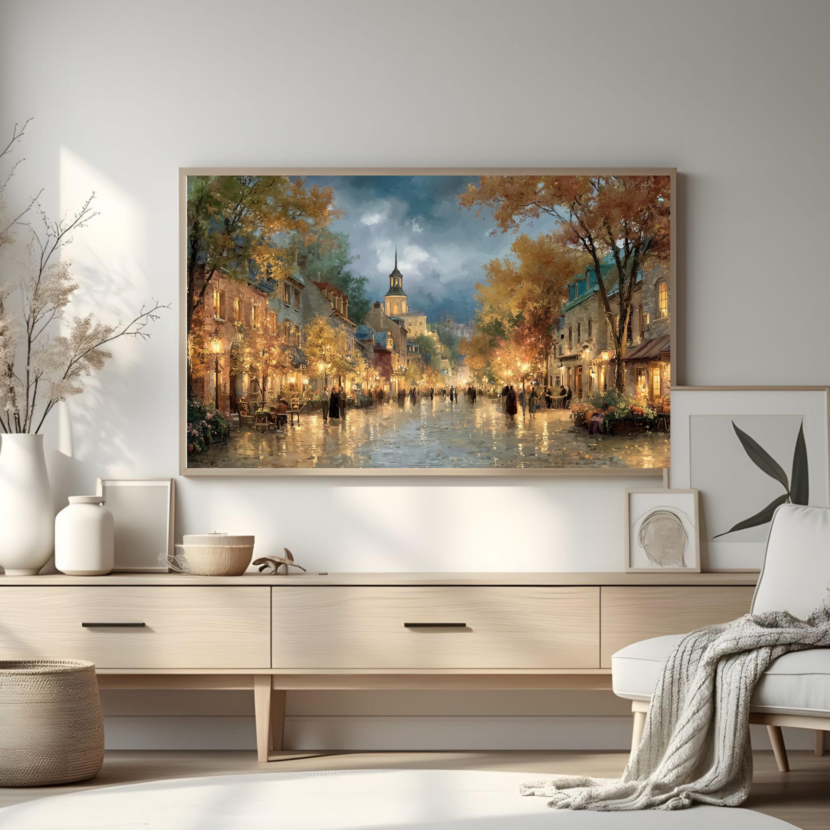 Samsung Frame TV Art, Autumn Village Street, Cozy Autumn Art for Frame ...