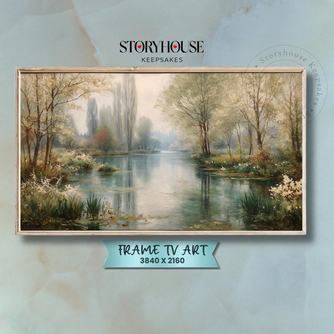 Early Spring Frame TV Art – Calm River Landscape, Impressionist Samsung ...