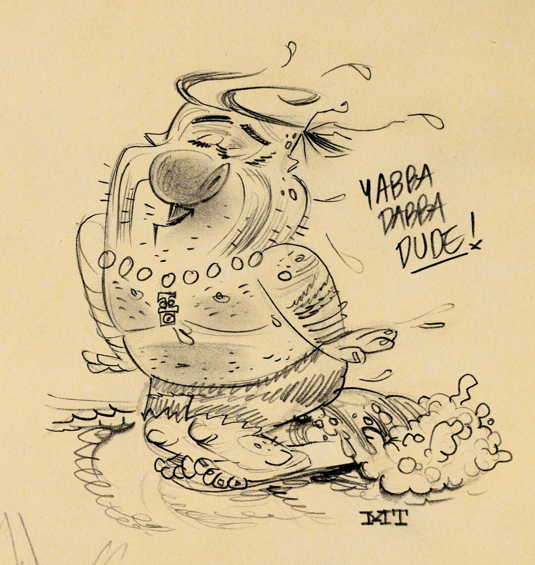 Original Pencil Drawing 'yabba Dabba Dude' by Miles Thompson 4 X 4 ...