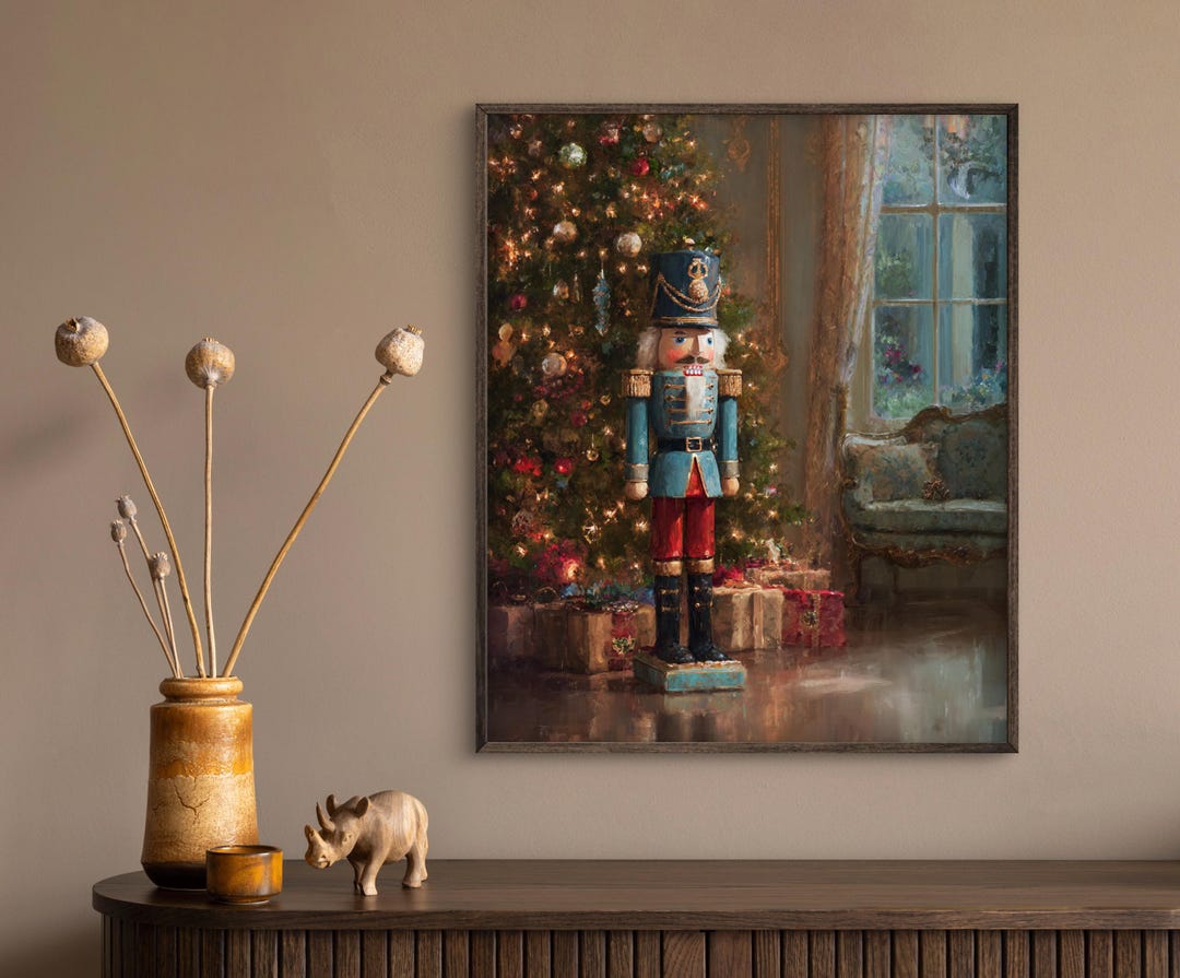 Vintage Nutcracker Oil Painting | Holiday Wall Art | Digital Download ...